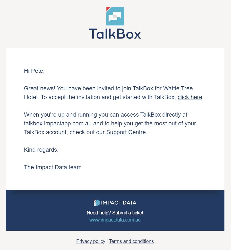 Managing account users - TalkBox Support Centre