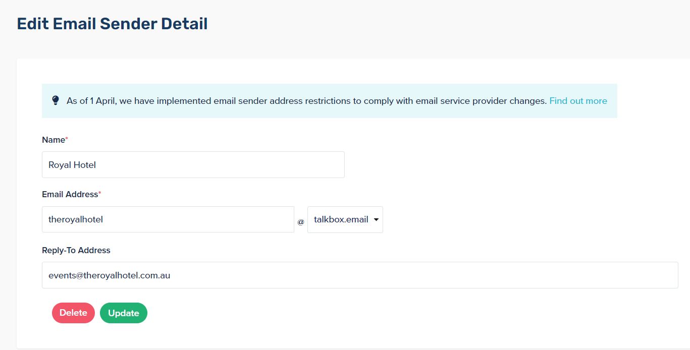 Adding a reply-to email address - TalkBox Support Centre