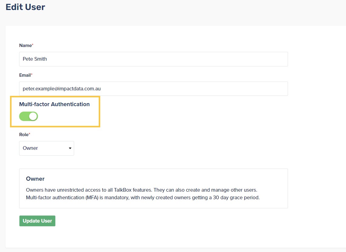 Enabling Multi-Factor Authentication - TalkBox Support Centre