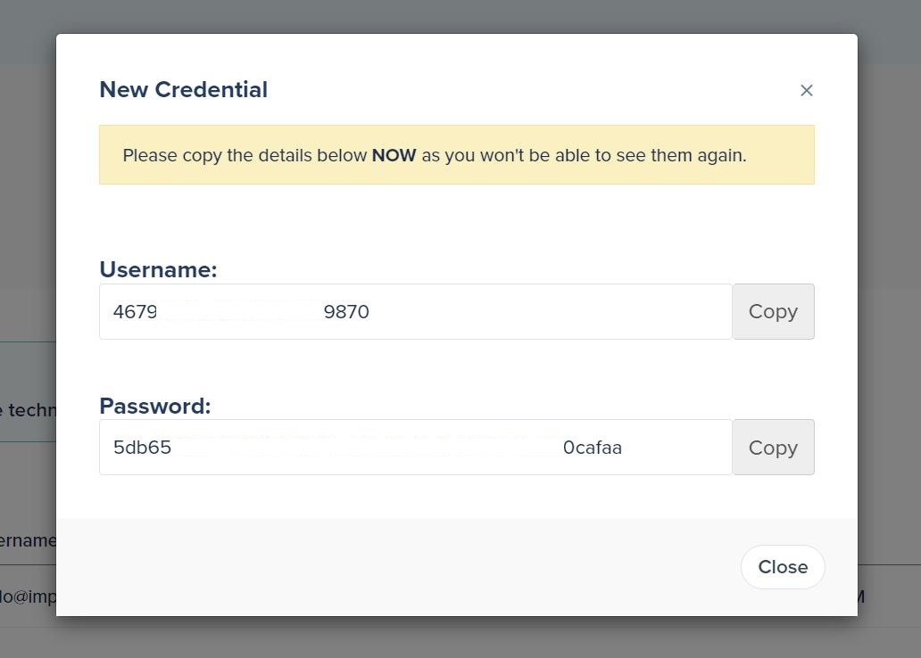 API Credential Management - TalkBox Support Centre